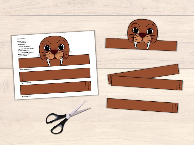 Walrus Paper Crown Party Coloring Printable Kids Craft Polar - Etsy