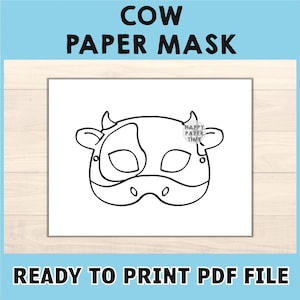 Cow Mask Farm Printable Farm Animal Party Favor Animal Mask Cow Animal ...