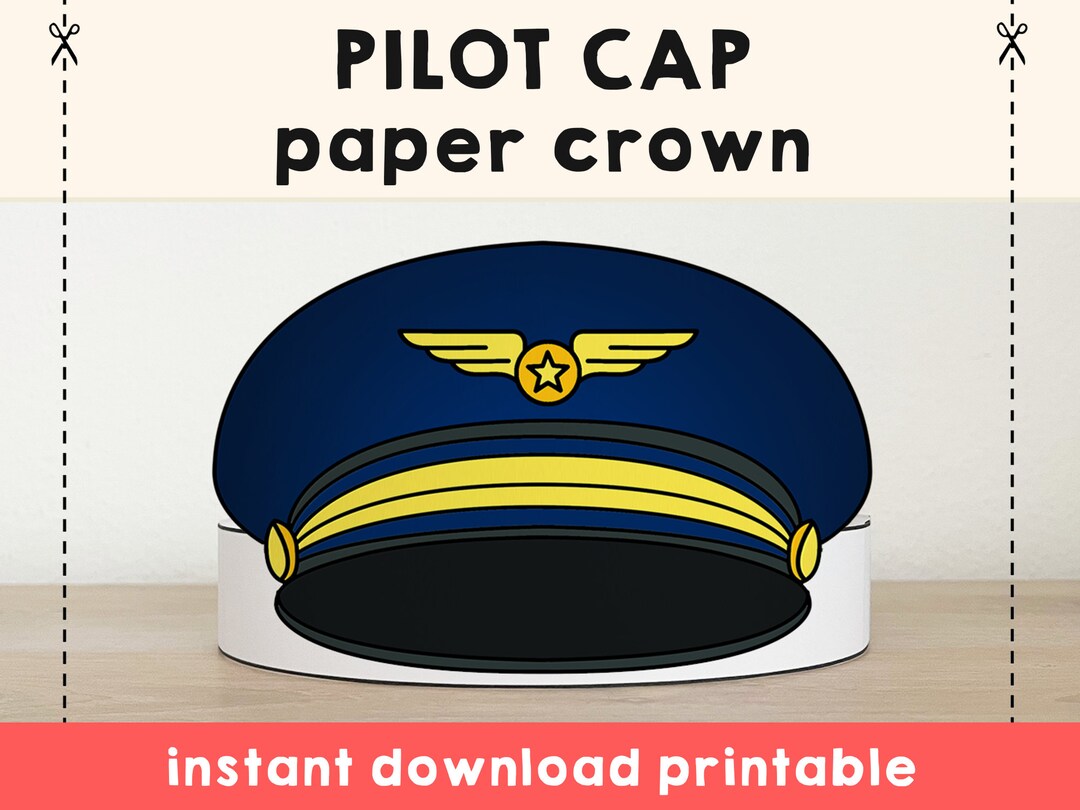Pilot Cap Paper Crown Airline Party Printable Kids Craft Community ...