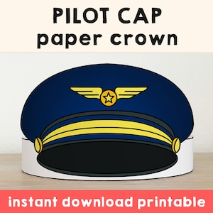 Pilot Cap Paper Crown Airline Party Printable Kids Craft Community ...