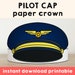 Pilot Cap Paper Crown Airline Party Printable Kids Craft - Etsy