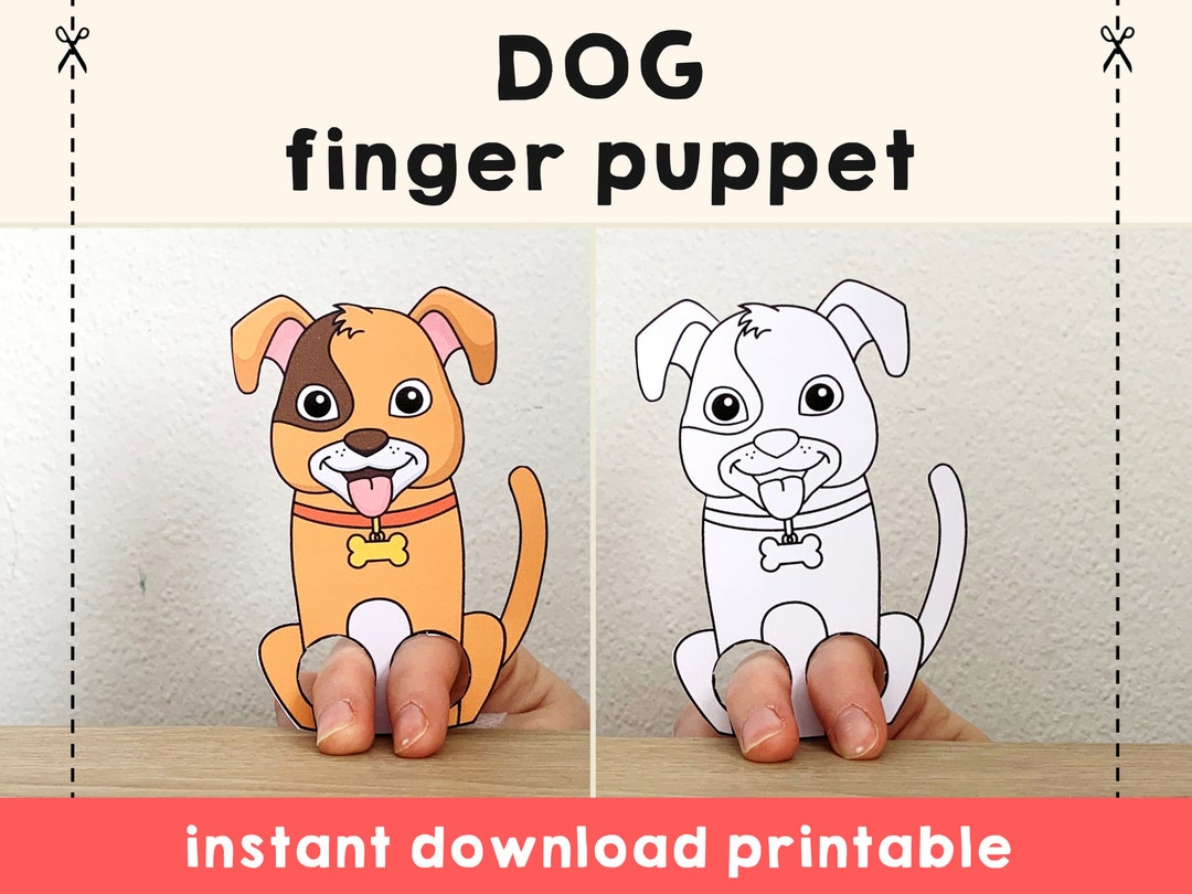 Dog Puppy Paper Craft Printable Pet Animal Finger Puppet Kids Craft ...