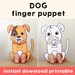 Dog Puppy Paper Craft Printable Pet Animal Finger Puppet Kids Craft ...