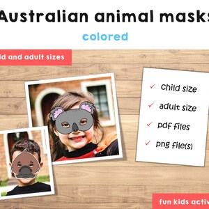 Australian Mask Animal Craft Activity Template for Kids, Kangaroo ...