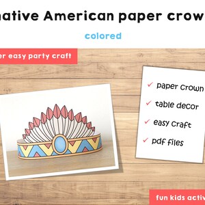 Native American Paper Craft Headdress Crown Party Template Printable ...