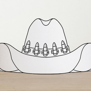 Cowboy Hat Paper Crown Party Coloring Printable Kids Craft Wild West ...