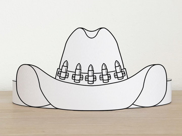 Cowboy Hat Paper Crown Party Coloring Printable Kids Craft - Etsy