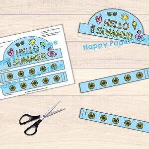 Summer Paper Crowns Printable Kids Craft Birthday Party Favor Costume ...