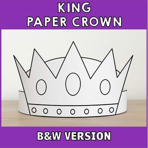 King Paper Crown Template Fantasy Medieval Party Headband Coloring ...
