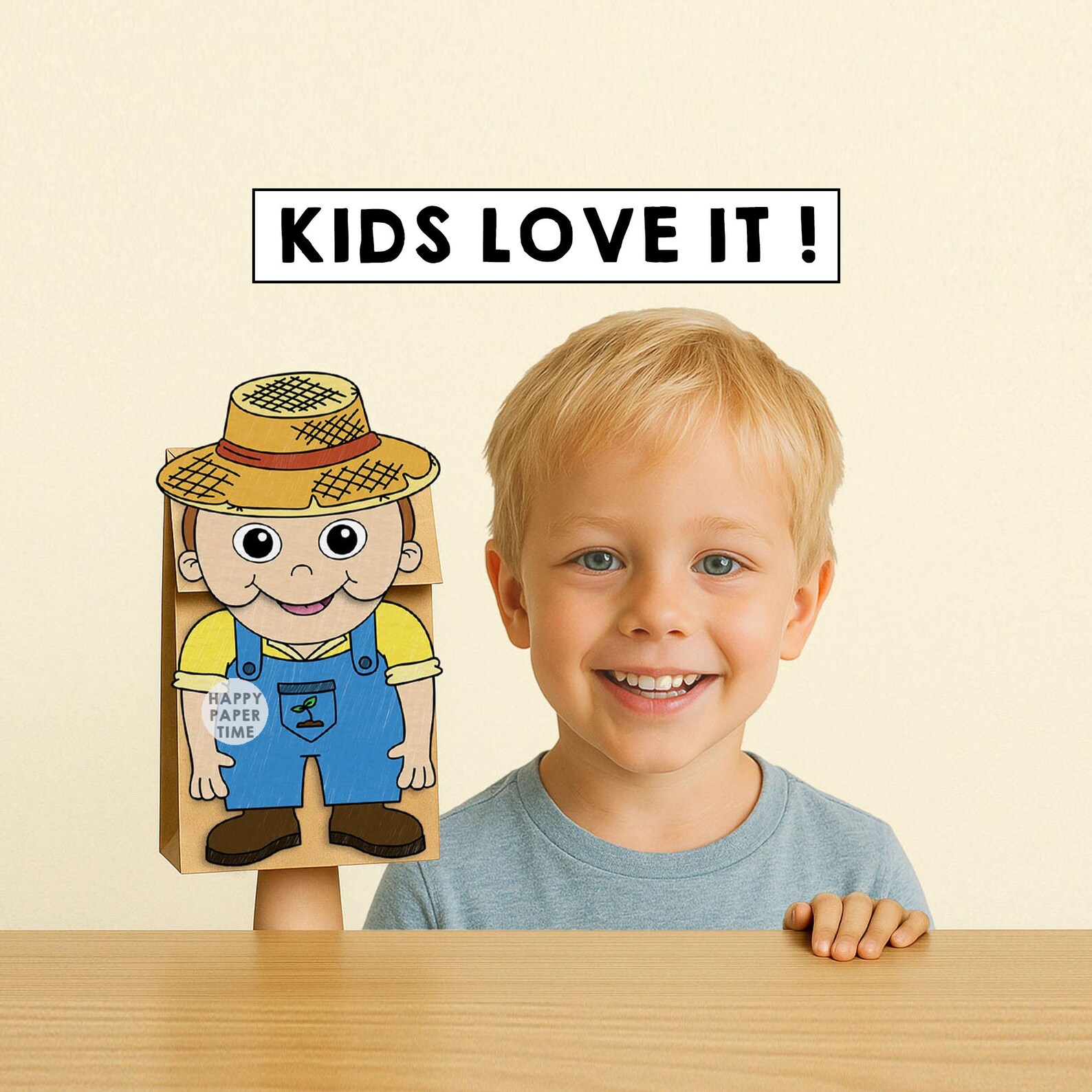 Farmer Paper Bag Puppet Printable Gardener Community Helper Craft ...