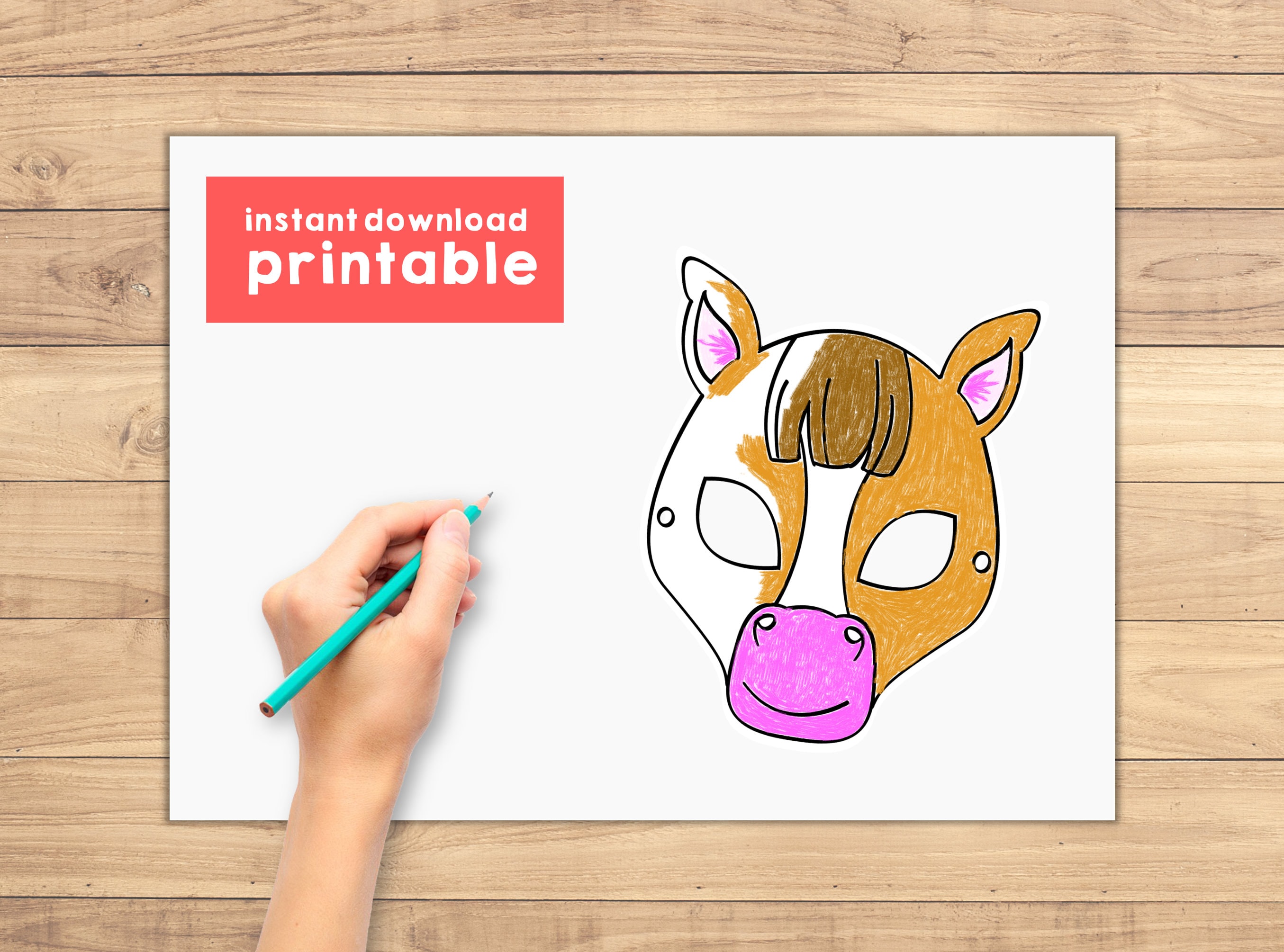 Horse mask Animal Mask Party favor Pony Mask Pony Printable | Etsy