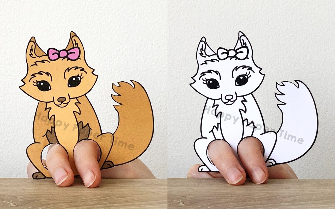 Wolf Paper Craft Printable Woodland Animal Finger Puppet Kids - Etsy