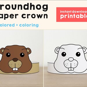 Groundhog Day Paper Crowns Party Coloring Printable Kids Craft Spring ...