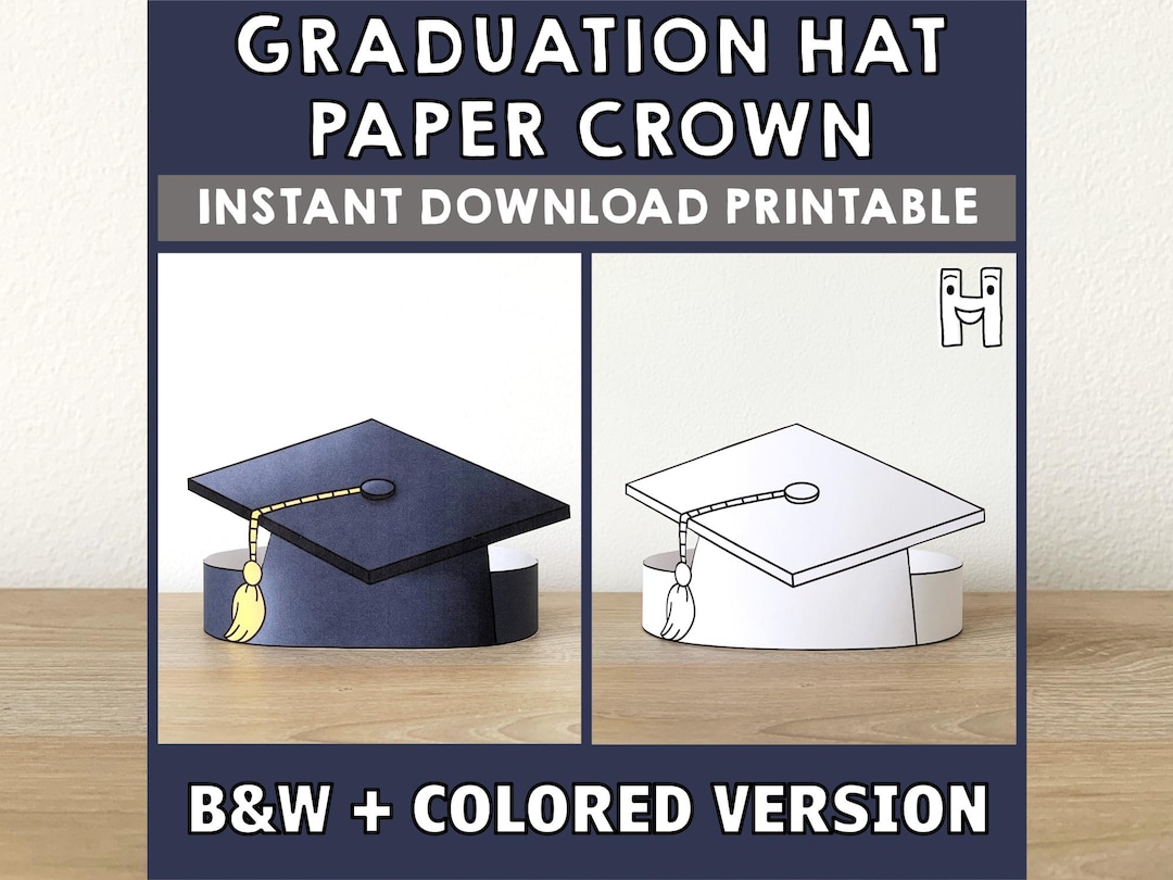 Graduation Cap Paper Crown Party Coloring Printable Kids Craft ...