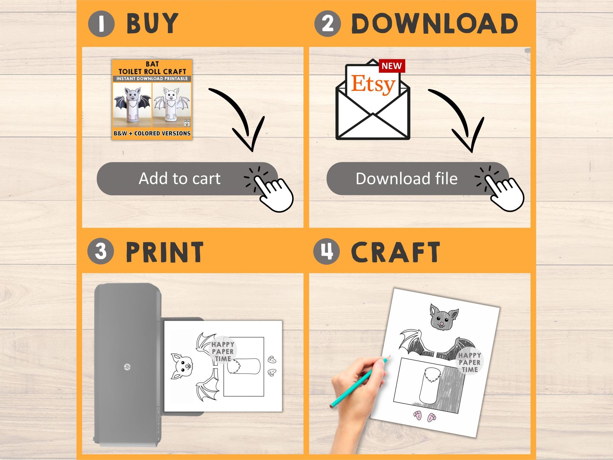 Bat Toilet Paper Roll Craft Halloween Spooky Party Coloring Printable ...