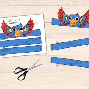 Parrot Paper Crown Headband Pet Animal Printable Kids Craft Bird Party ...