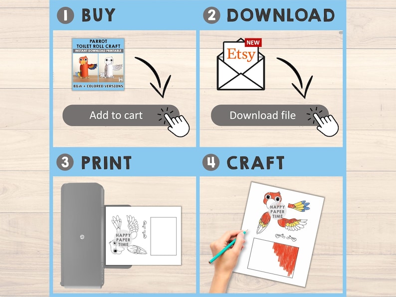 Parrot Toilet Paper Roll Craft Bird Pets Animal Party Coloring ...