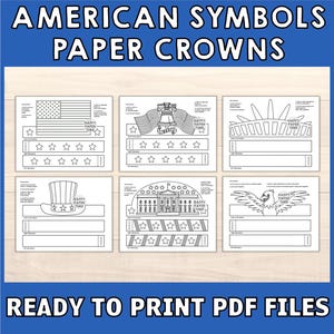American Symbols Paper Crowns Flag 4th of July Patriotic Printable DIY ...