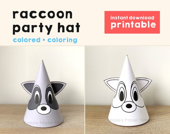 Raccoon Party Hat Printable Woodland Table Decoration Raccoon - Etsy