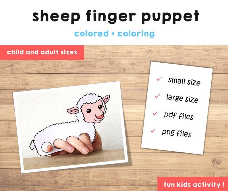 Sheep Paper Craft Printable Farm Animal Finger Puppet Pretend - Etsy