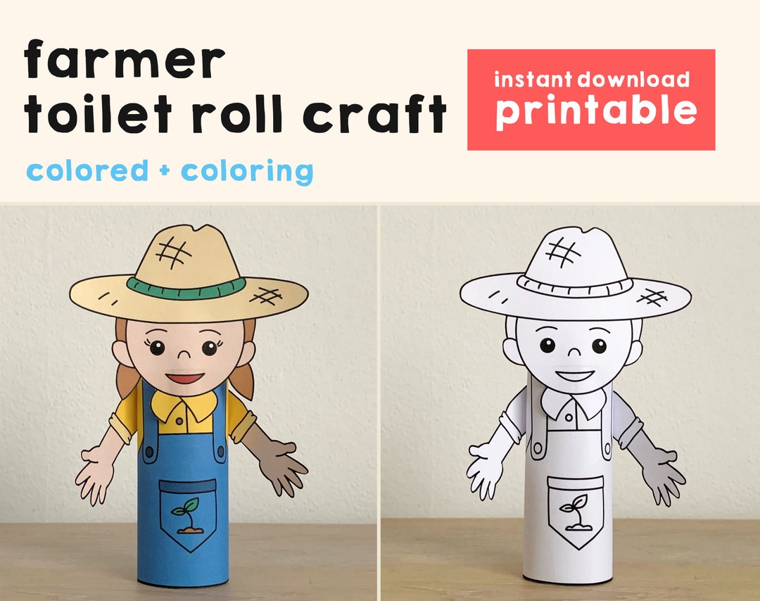Farmer Toilet Paper Roll Craft Gardener Party Coloring Printable ...