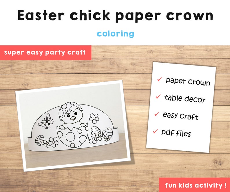 Easter Chick Eggs Hat Paper Crown Coloring Headband Easter Cut Out ...