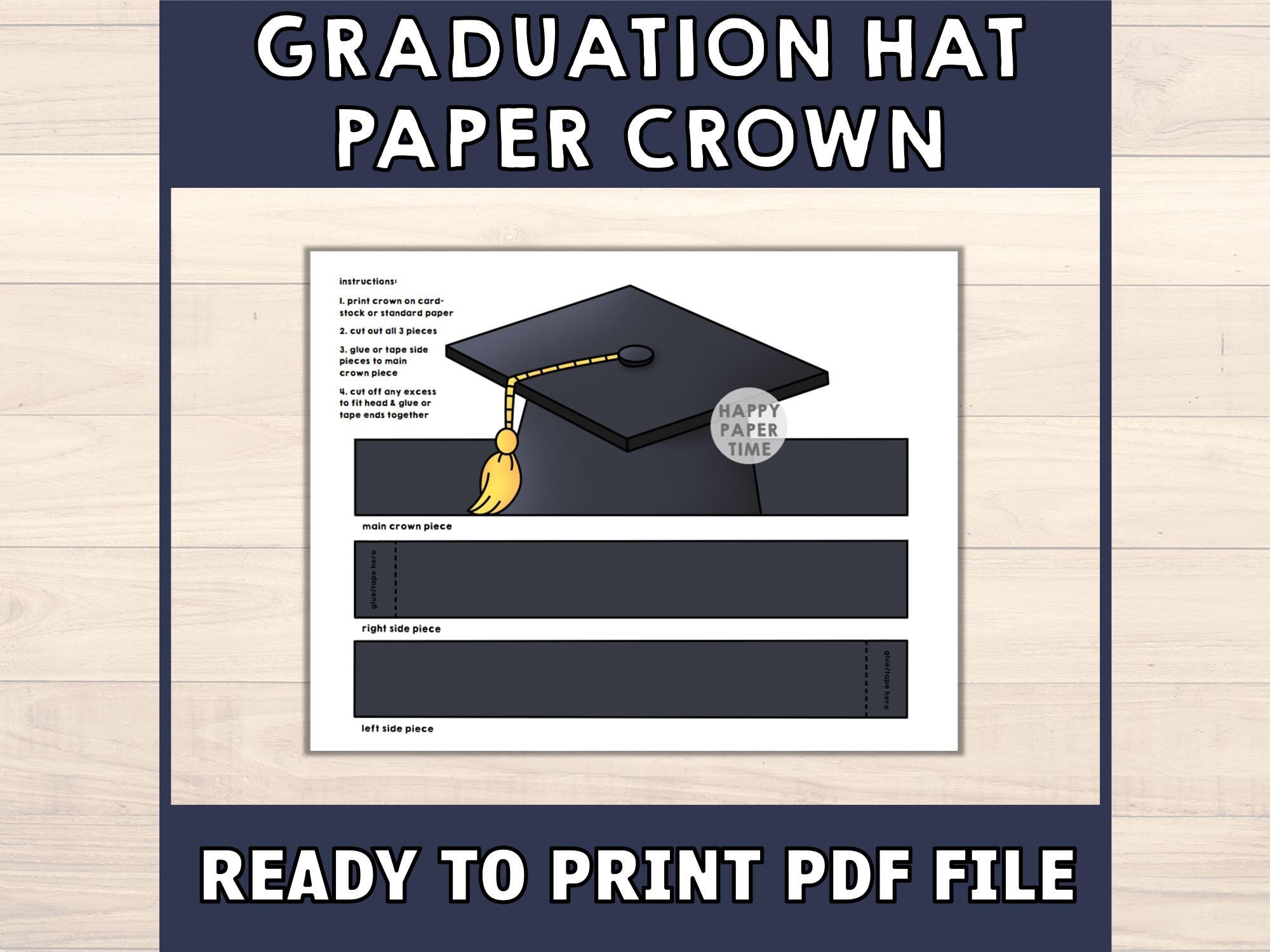 Graduation Cap Paper Crown Party Teacher Printable Kids Craft ...