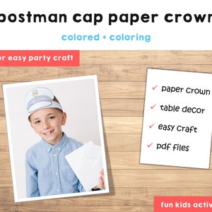 Postman Cap Hat Paper Crown Party Coloring Printable Kids Craft ...