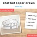 Chef Hat Cook Paper Crown Restaurant Party Coloring Printable Kids ...
