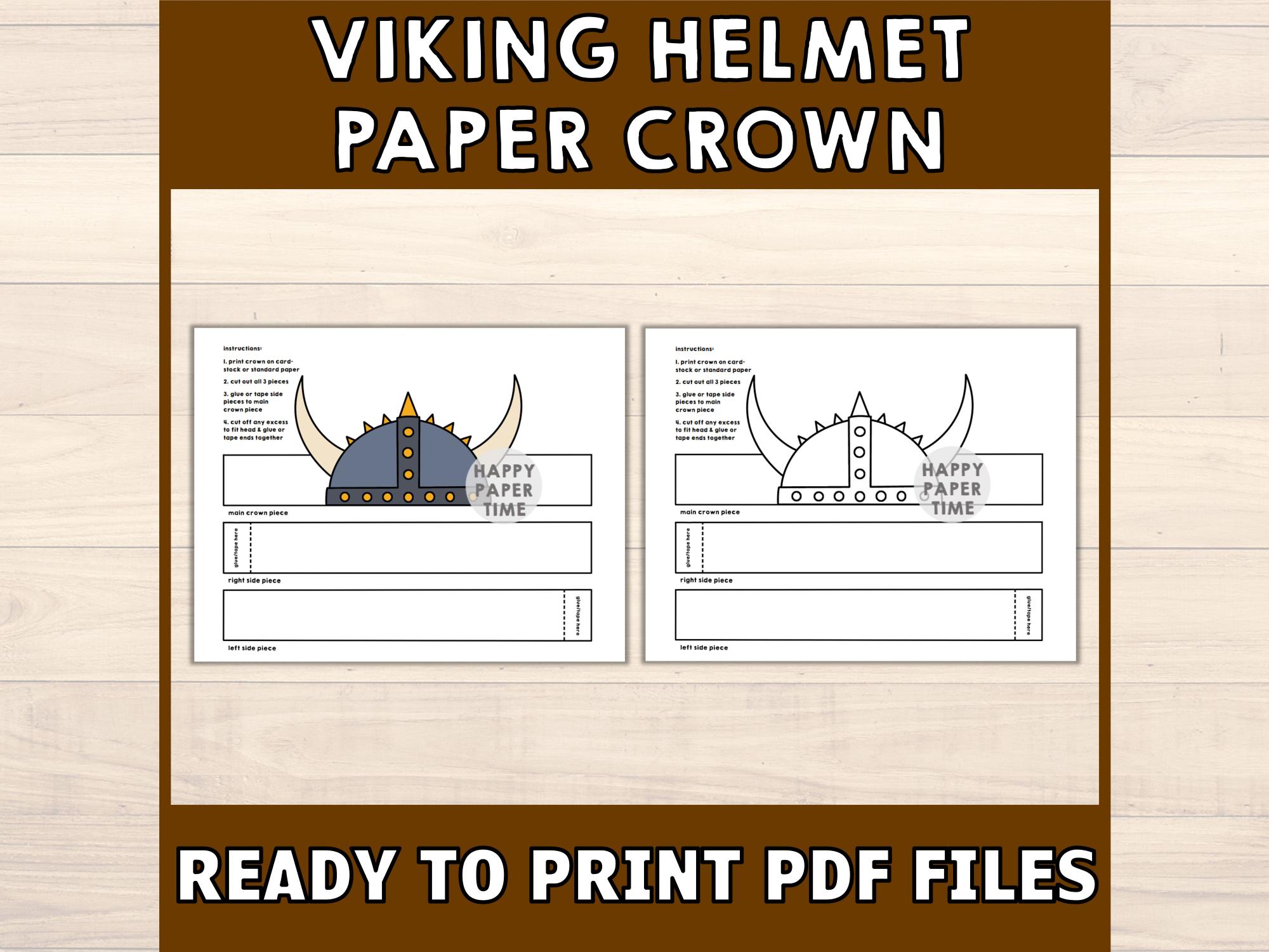 Viking Paper Crown Activity Printable Kids Craft Helmet Medieval ...