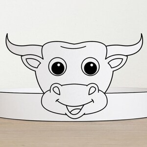 Cow Longhorn Paper Crown Headband Party Coloring Printable Kids Craft ...