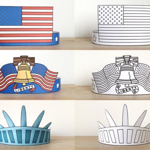 American Symbols Paper Crowns Flag 4th of July Patriotic Printable DIY ...