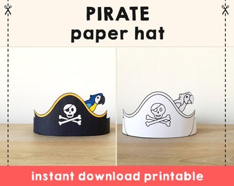 Pirate Hat Paper Crown Template Pirate Captain Party Headband Coloring ...