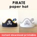 Pirate Hat Paper Crown Template Pirate Captain Party Headband - Etsy