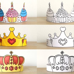 Happy Birthday Paper Crowns Party B-day Printable Kids Craft Birthday ...