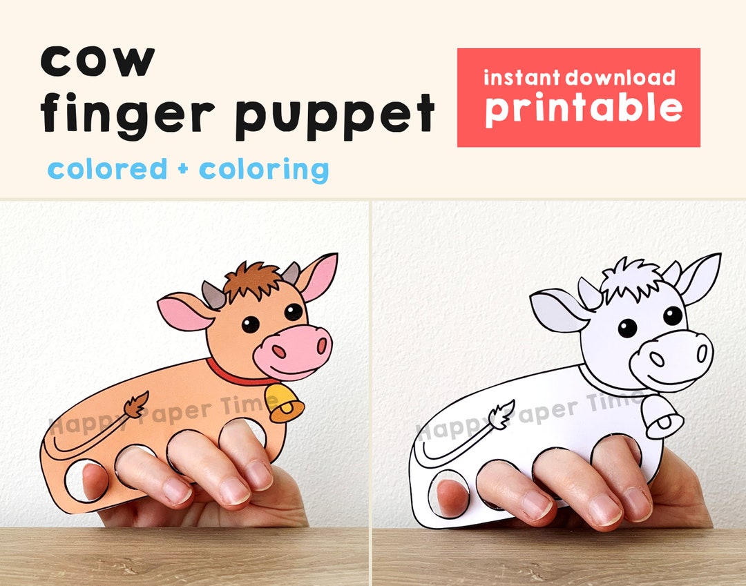 Cow Paper Craft Printable Farm Animal Finger Puppet Kids Craft Farm ...