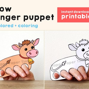 Cow Paper Craft Printable Farm Animal Finger Puppet Kids Craft Farm ...