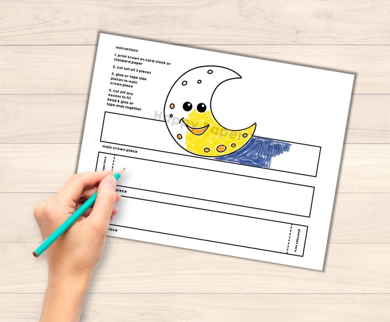 Moon Paper Crowns Astronomy Summer Spring Printable Kids Craft - Etsy