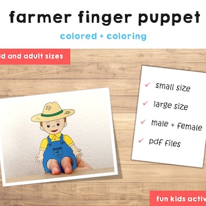 Farmer Paper Craft Printable Community Helper Finger Puppet Kids Farm ...