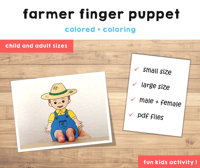 Farmer Paper Craft Printable Community Helper Finger Puppet - Etsy