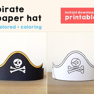 Pirate Hat Paper Crown Template Pirate Captain Party Headband | Etsy