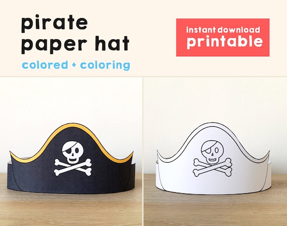 Pirate Hat Paper Crown Template Pirate Captain Party Headband - Etsy UK