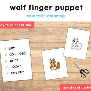 Wolf Paper Craft Printable Woodland Animal Finger Puppet Kids Craft ...