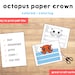 Octopus Paper Crown Party Coloring Printable Party Hat Kids Craft Ocean ...