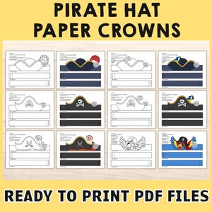 Pirate Paper Crowns Pirate Captain Parrot Printable Costume DIY Party ...