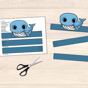 Whale Paper Crown Party Coloring Printable Party Hat Kids Craft Ocean ...