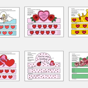 Valentine Paper Crowns Headbands Party Activity Printable Kids Easy ...