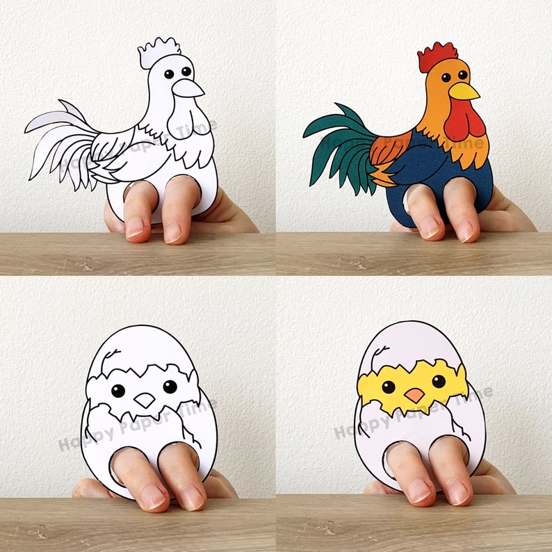 Chicken Puppet Paper Craft Printable Finger Puppet Kids Craft - Etsy