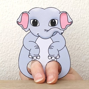 Asian Elephant Paper Craft Printable Asian Animal Finger Puppet Kids ...