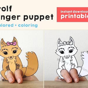 Wolf Paper Craft Printable Woodland Animal Finger Puppet Kids Craft ...